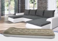 China Soft Grey High Rise Flock King Size Airbed Single Bed Air Mattress Pvc Flocked for sale