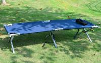 China Outdoor Aluminum Tube 1200D Oxford Folding Camp Bed  Khaki Color 190x74x40CM for sale