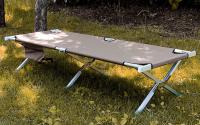 China Outdoor Aluminum Tube 1200D Oxford Folding Camp Bed  Khaki Color 190x74x40CM for sale