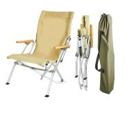 China Portable Compact Folding High Back Fur Seal Recliner Chair 1680D Aluminum Bamboo Armrest for sale