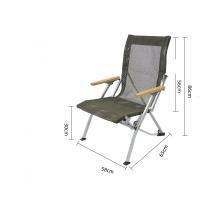 China Portable Compact Folding High Back Fur Seal Recliner Chair 1680D Aluminum Bamboo Armrest for sale