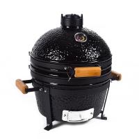 China Black Ceramic Kamado Charcoal Grill 16 Inch Premium Mini Tabletop for sale
