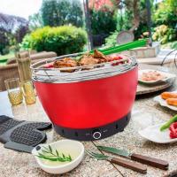 China 35X24.5CM Portable Outdoor Red Metal Steel Charcoal BBQ Grill With Adjustable Ventilation for sale