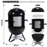 China Black Custom Cool Camping Vertical Charcoal Smoker Grills 2 In 1 18 Inch 63X48.9X95.5CM for sale