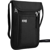 China Custom Waterproof Travel Bags Neck Wallet RFID Blocking Passport Holder With Shoulder Strap for sale
