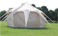 China Waterproof 3000MM Coated 285G Beige Color Cotton Outdoor Lotus Camping Tents 5*5*3M for sale