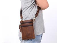 China 14*19*3CM Genuine Leather Waterproof Travel Bag Multifunctional Crossbody Neck Wallet for sale