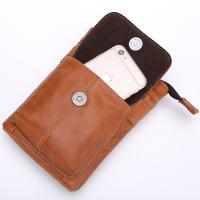 China Luxury Crossbody Neck Wallet 4.9*7.3*2.3'' Black Genuine Leather Multifunctional Travel Bag for sale