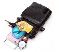 China Luxury Crossbody Neck Wallet 4.9*7.3*2.3'' Black Genuine Leather Multifunctional Travel Bag for sale