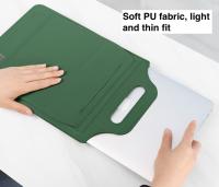 China High Standard 13'' Green PU Multi Purpose Laptop Sleeve Bags With Zipper Pouch for sale