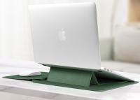 China High Standard 13'' Green PU Multi Purpose Laptop Sleeve Bags With Zipper Pouch for sale