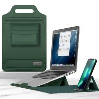 China High Standard 13'' Green PU Multi Purpose Laptop Sleeve Bags With Zipper Pouch for sale