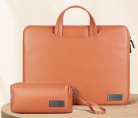 China Zipper Closure PU Laptop Sleeve Bags With 7mm Foam Padding And  Handle Shoulder Strap for sale