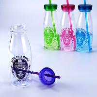 China Fashion Promotional Plastic Drink Bottle Workout Water Bottles 450ML With Straw Milk Flask for sale