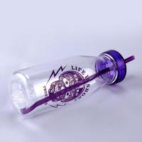 China Fashion Promotional Plastic Drink Bottle Workout Water Bottles 450ML With Straw Milk Flask for sale