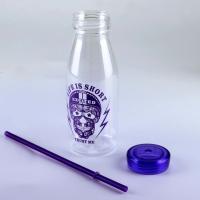 China Fashion Promotional Plastic Drink Bottle Workout Water Bottles 450ML With Straw Milk Flask for sale