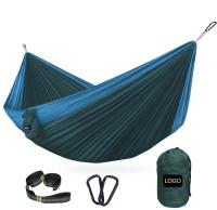 China Blue 70D Nylon Taffete 300x180CM Portable Camping Hammock Outdoor Lightweight Tears Resistant for sale