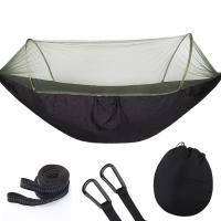 China Automatic Quick Opening Lightweight Army Green 210T Nylon Hammock 250*120CM With Mosquito Net For Outdoor Camping for sale