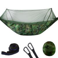 China Automatic Quick Opening Lightweight Army Green 210T Nylon Hammock 250*120CM With Mosquito Net For Outdoor Camping for sale