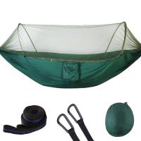 China Automatic Quick Opening Lightweight Army Green 210T Nylon Hammock 250*120CM With Mosquito Net For Outdoor Camping for sale
