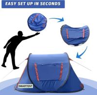 China 7.2FT*4.5FT*40Inch Easy Set Up 2 Person Blue Waterproof Polyester Pop Up Camping Tent With Ventilated Mesh Windows for sale