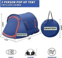 China 7.2FT*4.5FT*40Inch Easy Set Up 2 Person Blue Waterproof Polyester Pop Up Camping Tent With Ventilated Mesh Windows for sale
