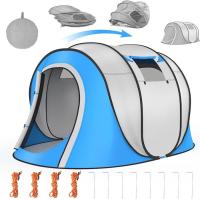 China 102*75*39Inch Single Layer Silver Backing Polyester 210T Waterproof Pop Up Camping Tent For 2-4Persons With Mesh Windows for sale