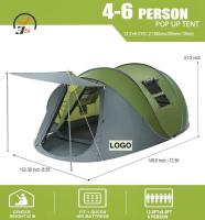China Lightweight Folding Waterproof 4-6 Person Pop Up Camping Tent With Dual Doors And Ventilation Mesh Windows for sale
