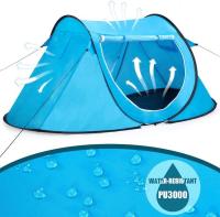 China 86.6*37.4*47.2Inch Blue Pop Up Camping Tent With Ventilated Mesh Windows 2 Person Capacity Waterproof Design for sale