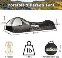 China 82.6*27.6*19.7 Inch Black Easy Pop Up Camping Tents With Waterproof Floor Fiberglass Pole Carry Bag For 1-Person for sale