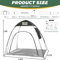 China 5.25*4.27*5.9FT Outdoor Waterproof Polyester Black Transparent PVC Pop Up Sports Tents With Mesh Windows Easy Set Up for sale