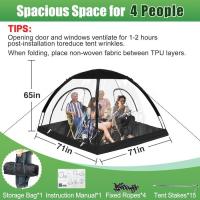 China 71*71*65''Inch 4-Person TPU Transparent Fiberglass Frame Quick Set Up Waterproof UV Protection Pop Up Sports Tent for sale