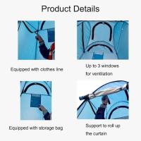 China 150*150*190CM Waterproof Blue 210T Silver Coated Polyester UV Protected Pop Up Privacy Tent With Ventilated Side Windows for sale