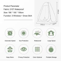 China 150*150*190CM Waterproof Blue 210T Silver Coated Polyester UV Protected Pop Up Privacy Tent With Ventilated Side Windows for sale