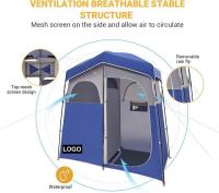 China 2.11*1.07*2.13M Blue Waterproof Polyester Instant Pop Up Privacy Tents With Full Coverage Zippered Door And Windows for sale