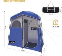China 2.11*1.07*2.13M Blue Waterproof Polyester Instant Pop Up Privacy Tents With Full Coverage Zippered Door And Windows for sale