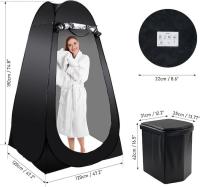 China 47.2*47.2*74.8Inch Black Silver Coated Polyester Pop Up Privacy Tent With UV Protection For Camping Beach Events for sale