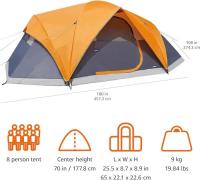 China 4.57*2.74*1.78M 8-Person Outdoor Double Layer Grey Waterproof Coated Polyester Camping Tent For 3-Season Activities for sale