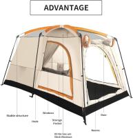 China 4-Person 3.3*2.1*1.85M Outdoor All Weather Khaki Waterproof Coated Polyester 2-House Design Camping Tent for sale