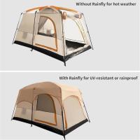 China 4-Person 3.3*2.1*1.85M Outdoor All Weather Khaki Waterproof Coated Polyester 2-House Design Camping Tent for sale