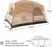 China 4-Person 3.3*2.1*1.85M Outdoor All Weather Khaki Waterproof Coated Polyester 2-House Design Camping Tent for sale