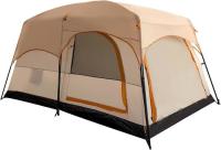 China 4-Person 3.3*2.1*1.85M Outdoor All Weather Khaki Waterproof Coated Polyester 2-House Design Camping Tent for sale