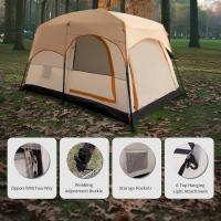 China 4-Person 3.3*2.1*1.85M Outdoor All Weather Khaki Waterproof Coated Polyester 2-House Design Camping Tent for sale