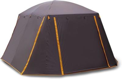 China 6 Person Spacious Brown Color Waterproof Coated Polyester Outdoor Large Family Camping Tent Houses With Fiberglass Poles for sale