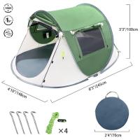 China 2 Person 245*148*100CM Green Waterproof Polyester Outdoor Camping Spacious Pop Up Boat Tent With Mesh Ventilation for sale