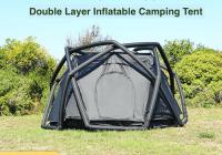 China 300*270*170 CM Black Waterproof 210T Deluxe Inflatable Double Layer Queen Tent With Inflatable Pool And UV Protection for sale