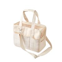 China 38*18*30CM Beige Canvas Kitty Travel Hangbag Endearing Pet Accouterments Should Bag With Soft Fabric Collection for sale