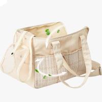 China 38*18*30CM Beige Canvas Kitty Travel Hangbag Endearing Pet Accouterments Should Bag With Soft Fabric Collection for sale