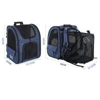 China Outdoor 33.5*27*42CM Blue Cationic Oxford Expandable Pet Travel Backpack Soft Fabric Lovely Pet Necessities For Your Satisfied Companions for sale