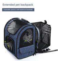 China Outdoor 33.5*27*42CM Blue Cationic Oxford Expandable Pet Travel Backpack Soft Fabric Lovely Pet Necessities For Your Satisfied Companions for sale